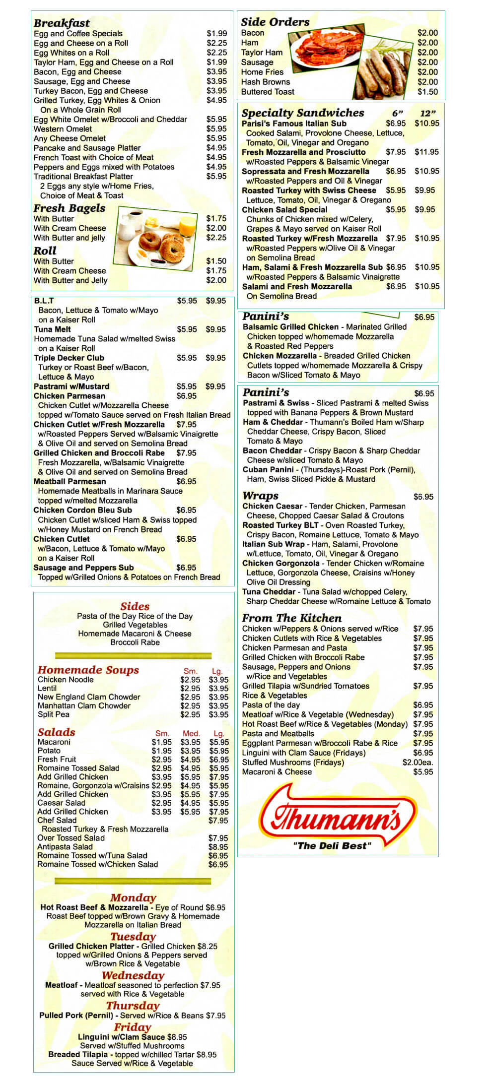 Parisi's Family Deli & Liquor - Since 1946 | Our Menu