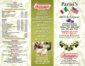 Parisi's Family Deli & Liquor - Since 1946 | Our Menu