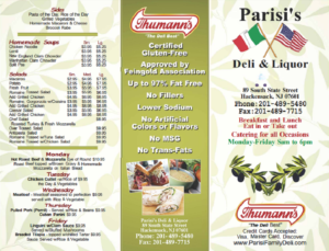 Parisi's Family Deli & Liquor - Since 1946 | Our Menu